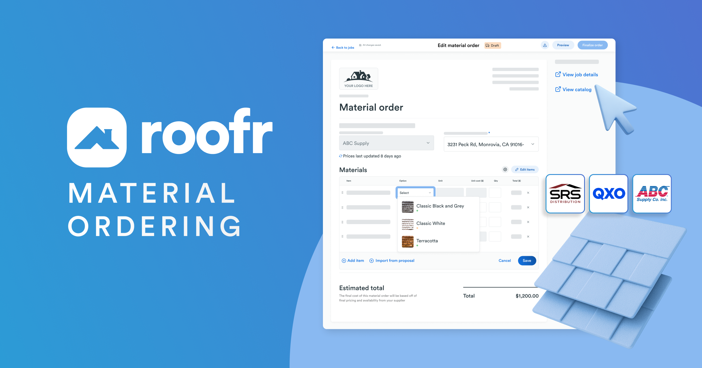 From Proposal to Material Order in One Click | Roofr